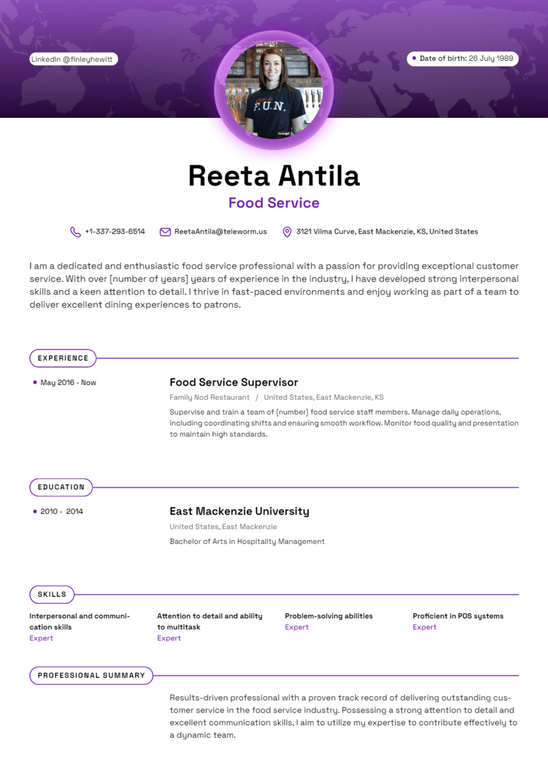 Food Service Resume Examples: Tips and Guides