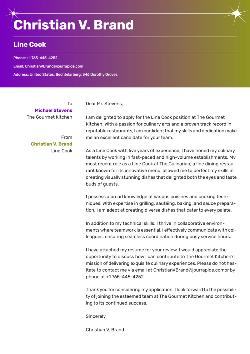 Line Cook Resume Examples and Writing Tips