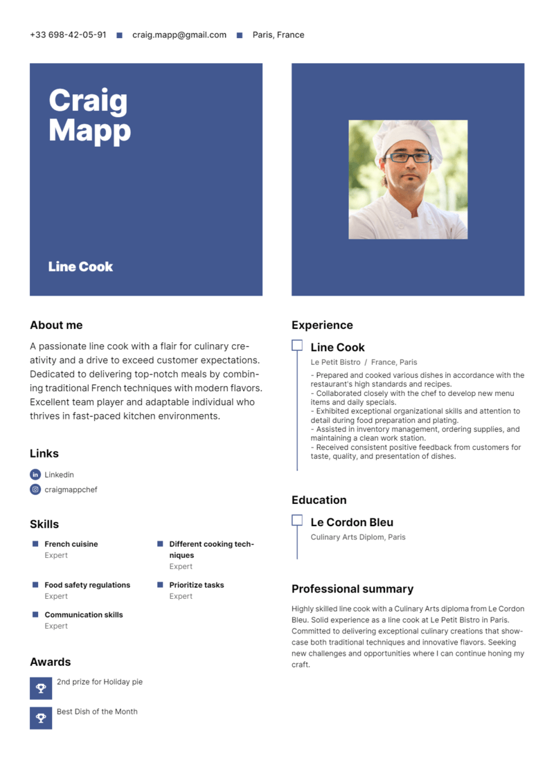 Line Cook Resume Examples and Writing Tips