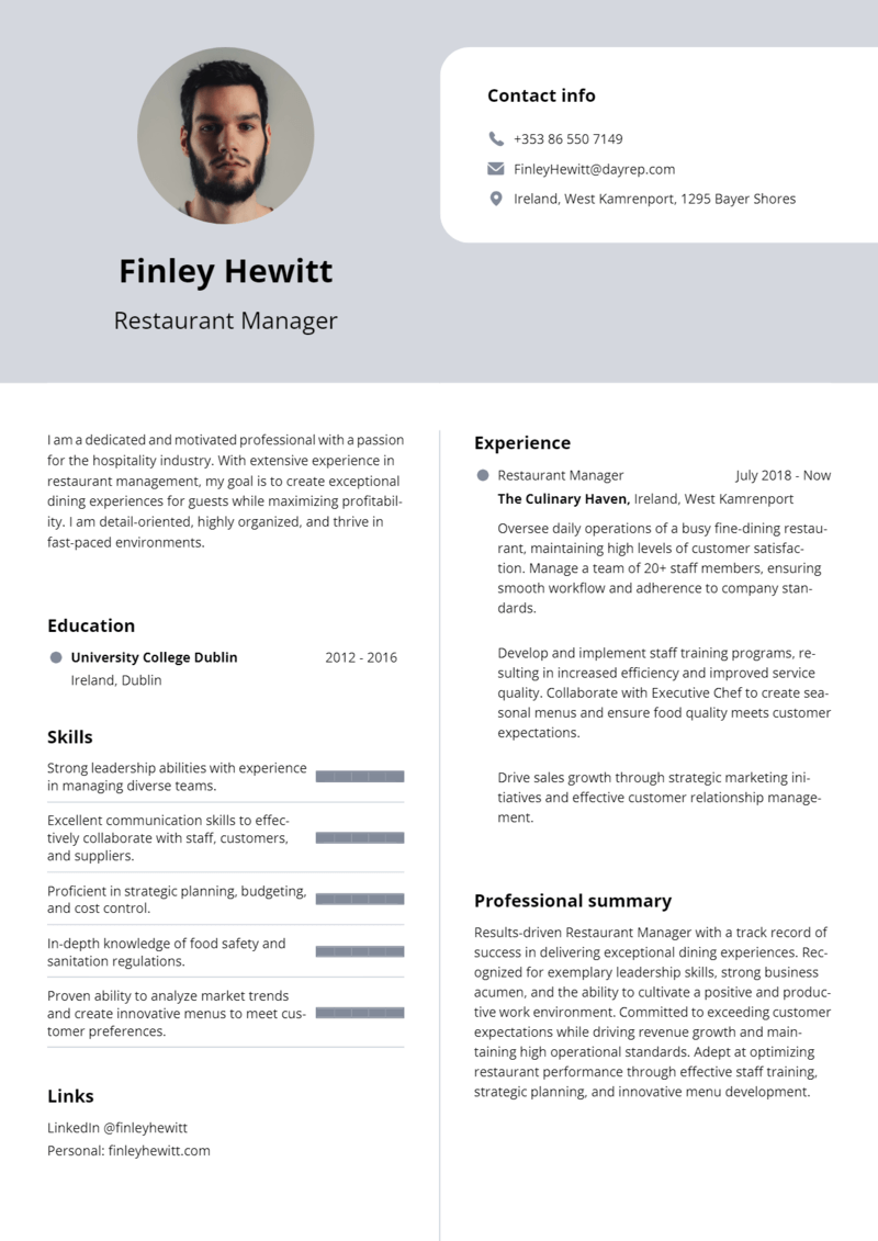 Restaurant Manager Resume Examples to Get You Hired